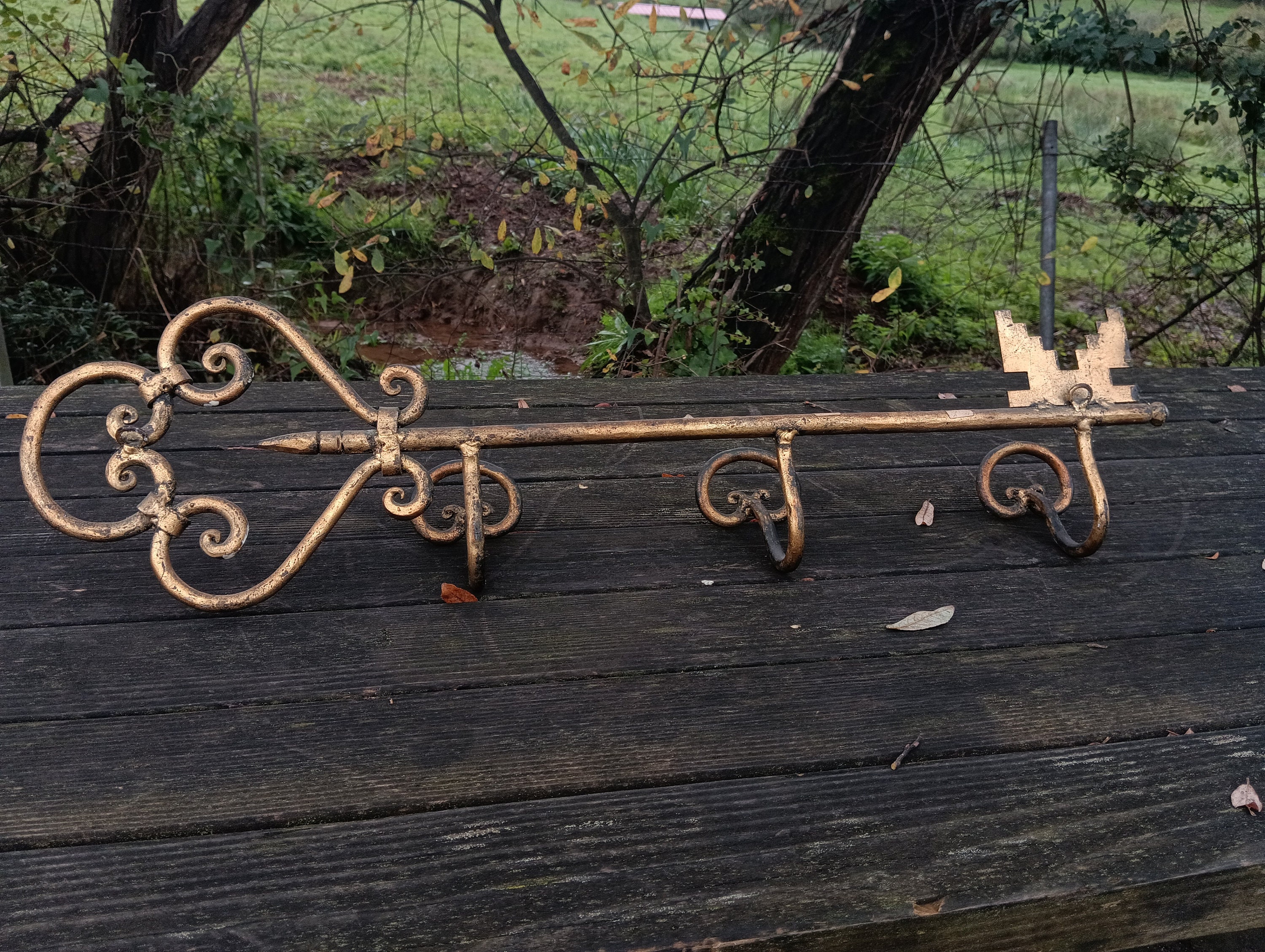 Antique 1950s Rustic Wrought Iron Wall Coat Rack. - Etsy