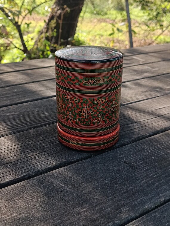 Vintage Old Bethel Box. Burma, Lacquered, Lacquer. Sm… - Gem