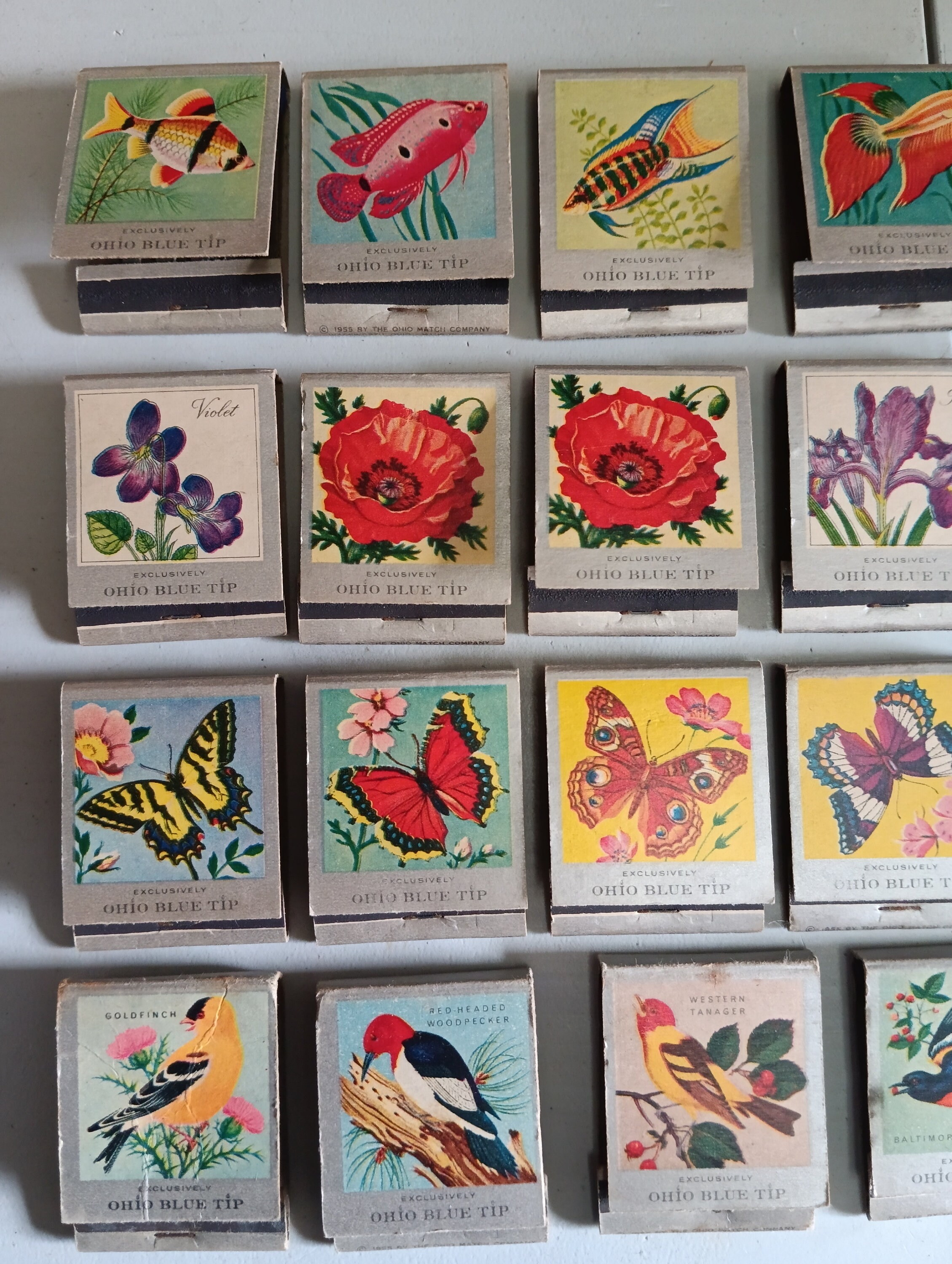 Vintage Ohio Blue Tip Matchboxes. Flowers Birds Fish - Etsy