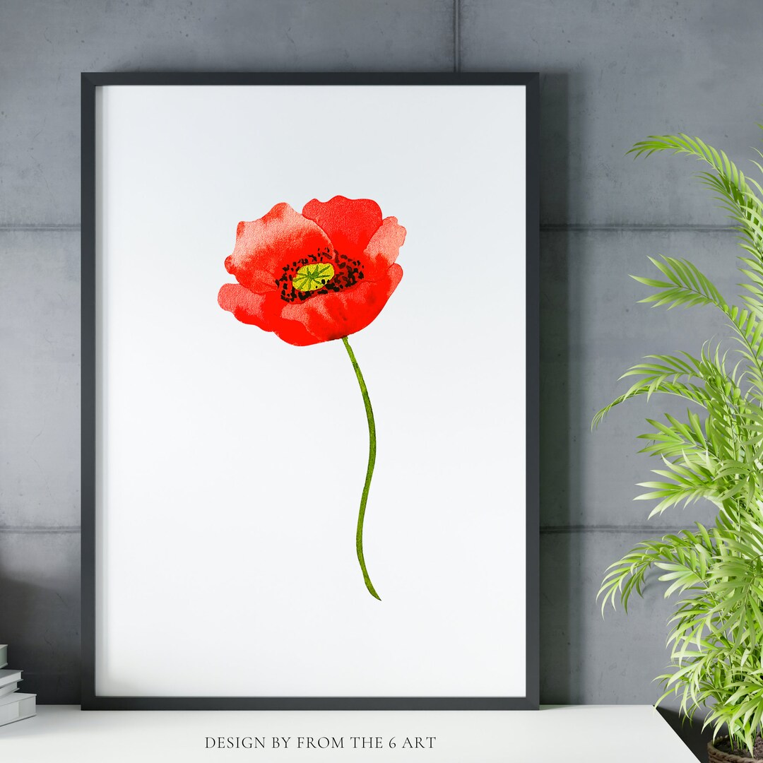 Simple Poppy, Digital Art, Digital Artwork, Digital Art Download - Etsy