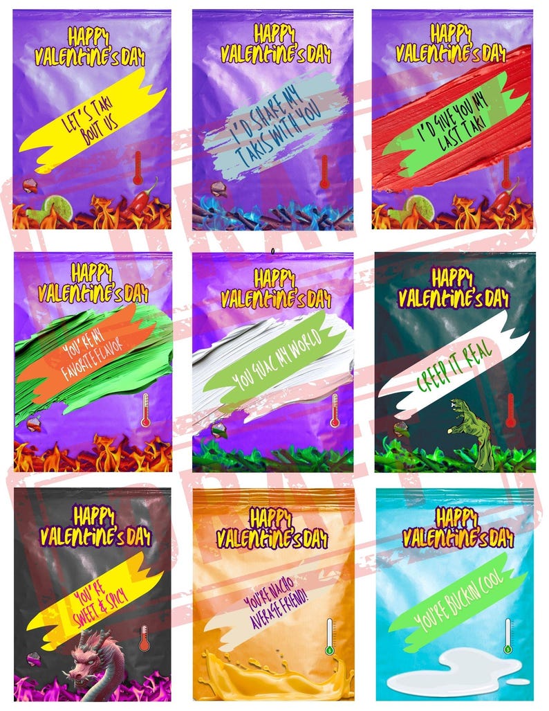 Takis Themed Valentine's Day Exchange Cards Digital Instant Download ...