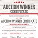 Silent Auction Winner Certificate Template | Auction Item Certificate ...