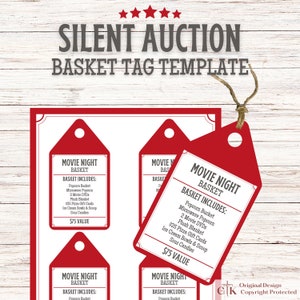 Silent Auction Basket Tags Editable | Silent Auction Sheet | Auction ...