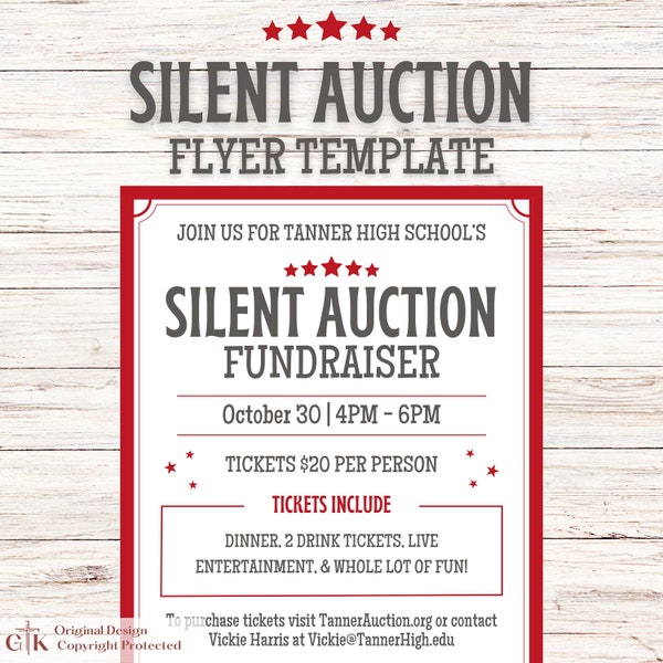 Printable Auction Fundraiser Flyer Template - Etsy