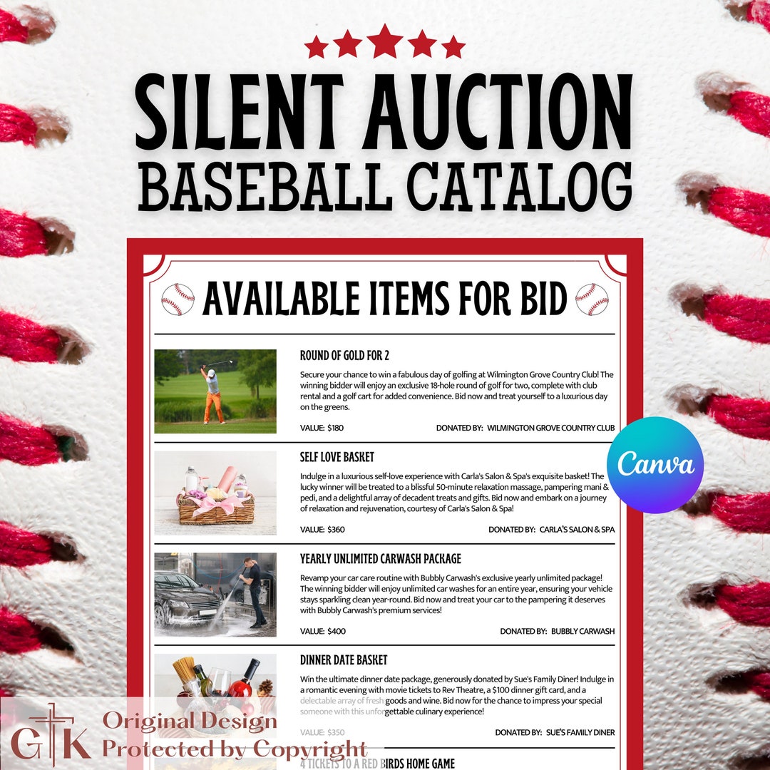 Baseball Auction Catalog Template | Auction Item Template Catalog ...