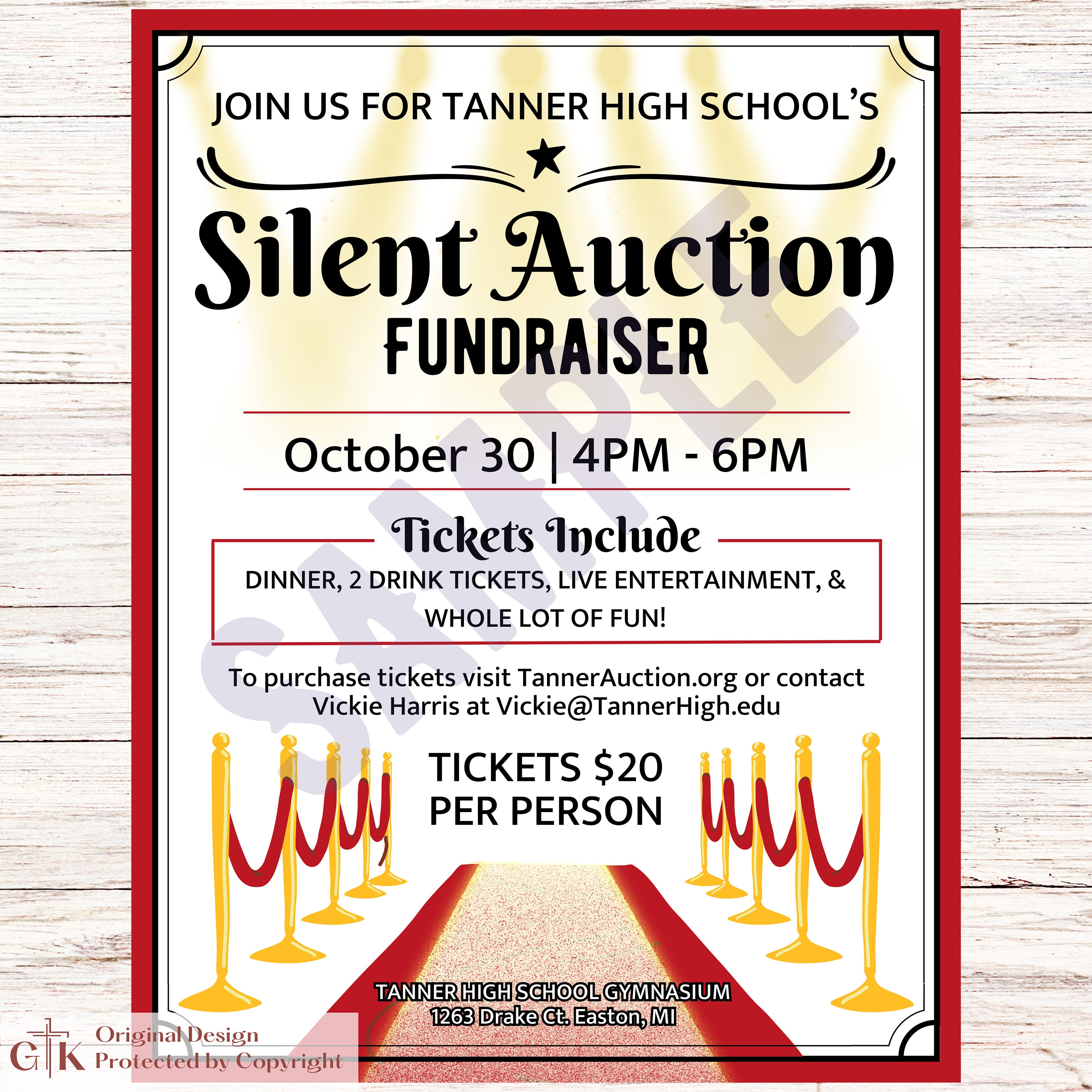 Silent Auction Flyer Template | Red Carpet Fundraiser Flyer | Silent ...