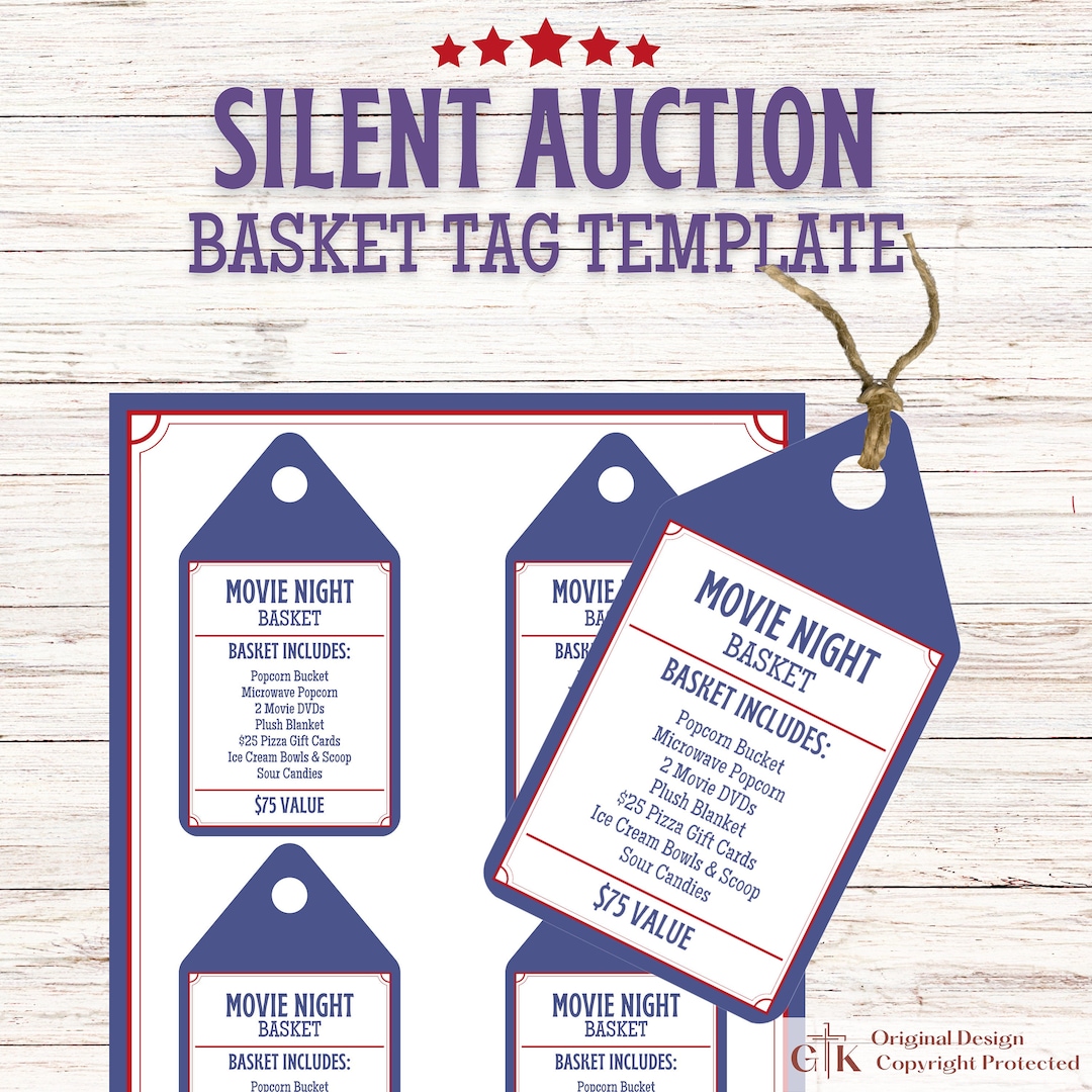 Silent Auction Basket Tags Editable Silent Auction Sheet Auction Item ...