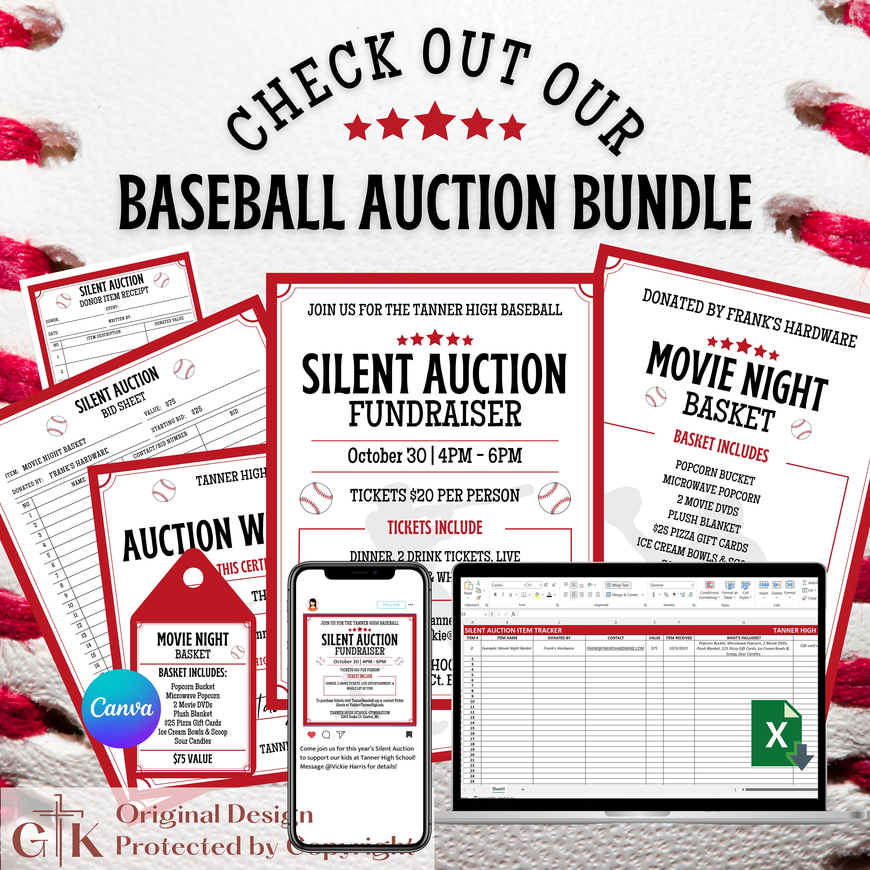 Baseball Silent Auction Flyer Template Fundraiser Flyer Silent Auction ...
