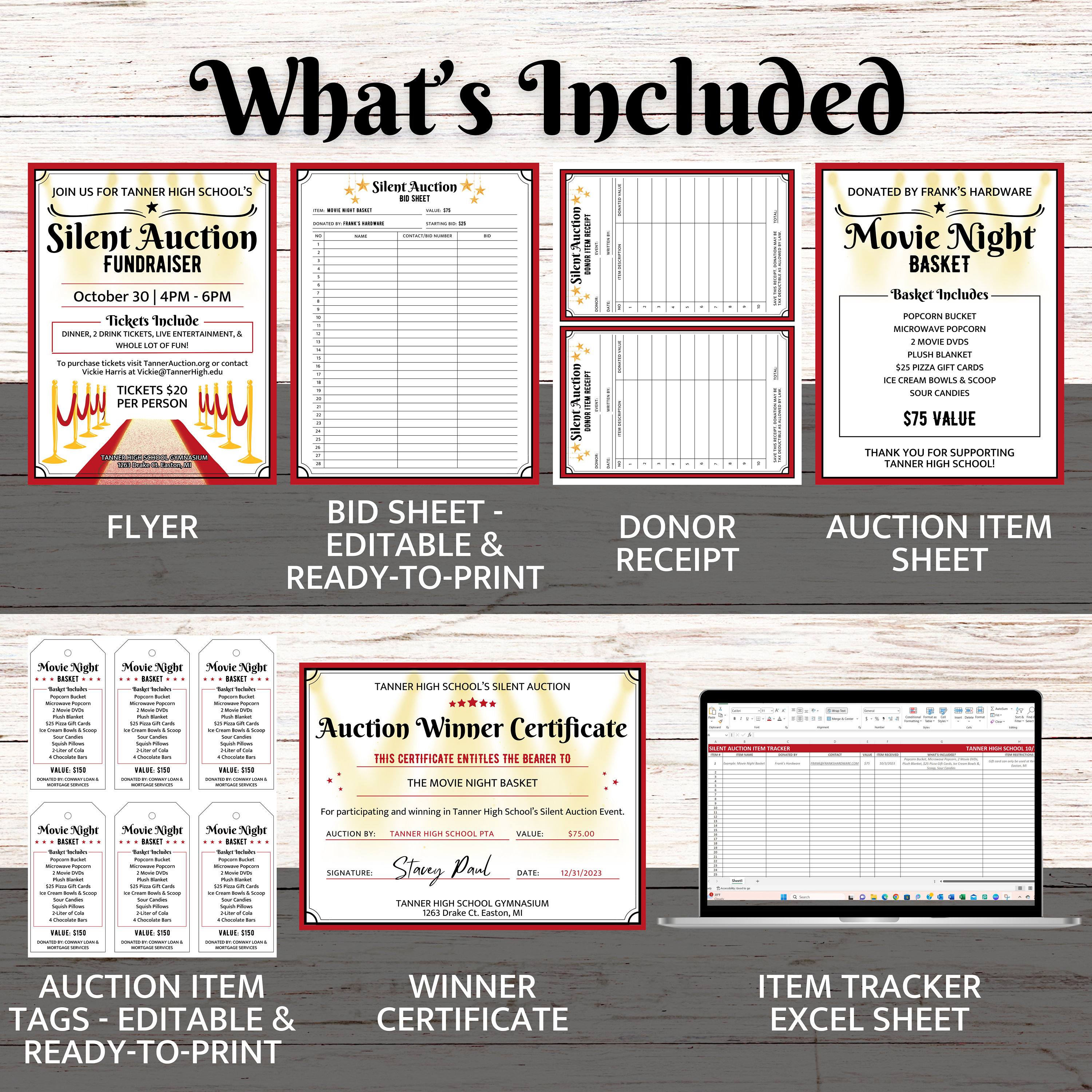Silent Auction Editable Forms | Silent Auction Bid Sheet | Auction ...