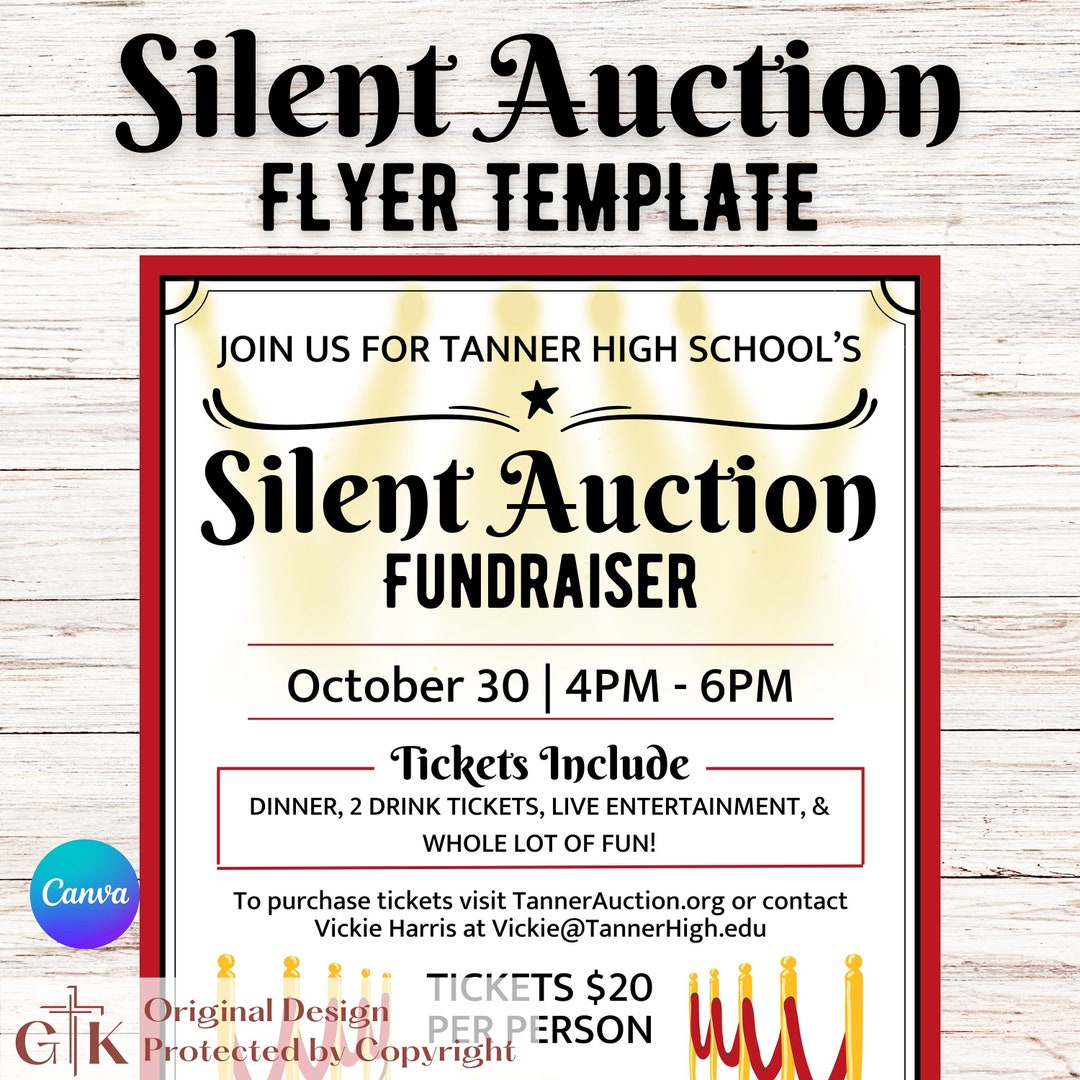Silent Auction Flyer Template | Red Carpet Fundraiser Flyer | Silent ...