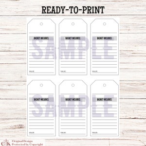 Auction Basket Tags | Auction Item Template | Silent Auction Supplies ...