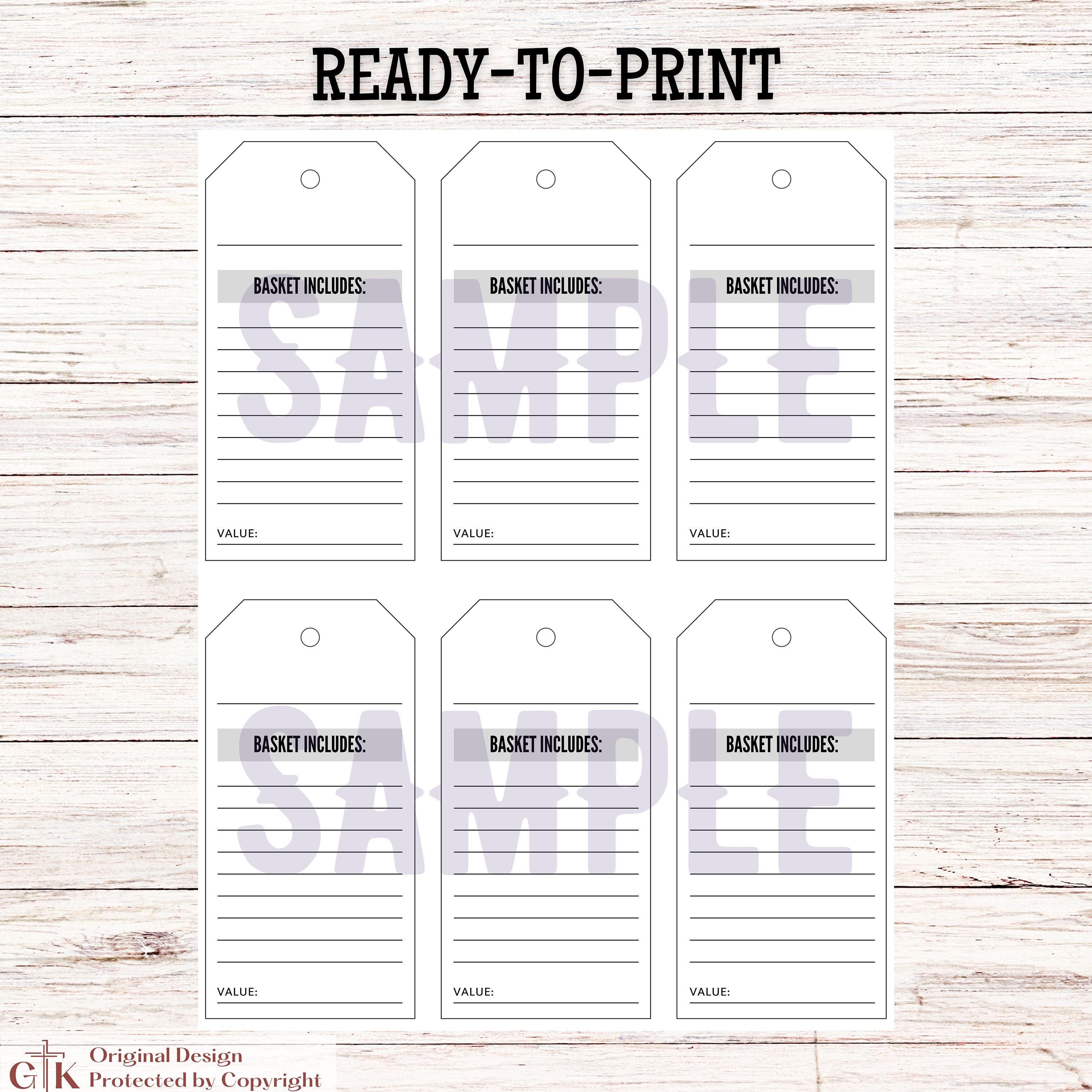 Auction Basket Tags | Auction Item Template | Silent Auction Supplies ...