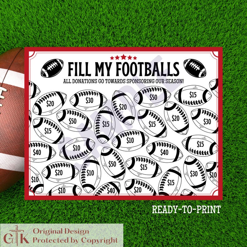 Fill My Football Fundraiser | Fill in the Football Fundraiser | Color ...