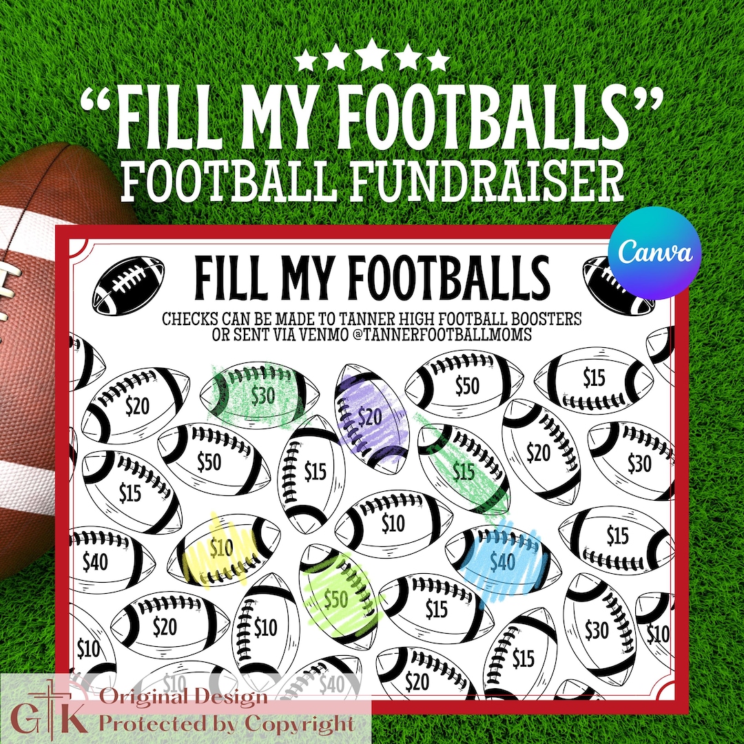 Fill My Football Fundraiser | Fill in the Football Fundraiser | Color ...