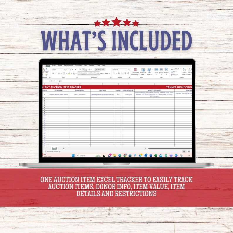 Auction Item Tracker | Silent Auction Item Spreadsheet | Silent Auction ...