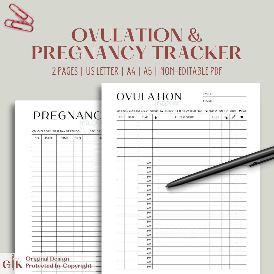 Ovulation and Pregnancy Trackers TTC Chart Ovulation Tracker Sheet Ovulation Template Trying to ...