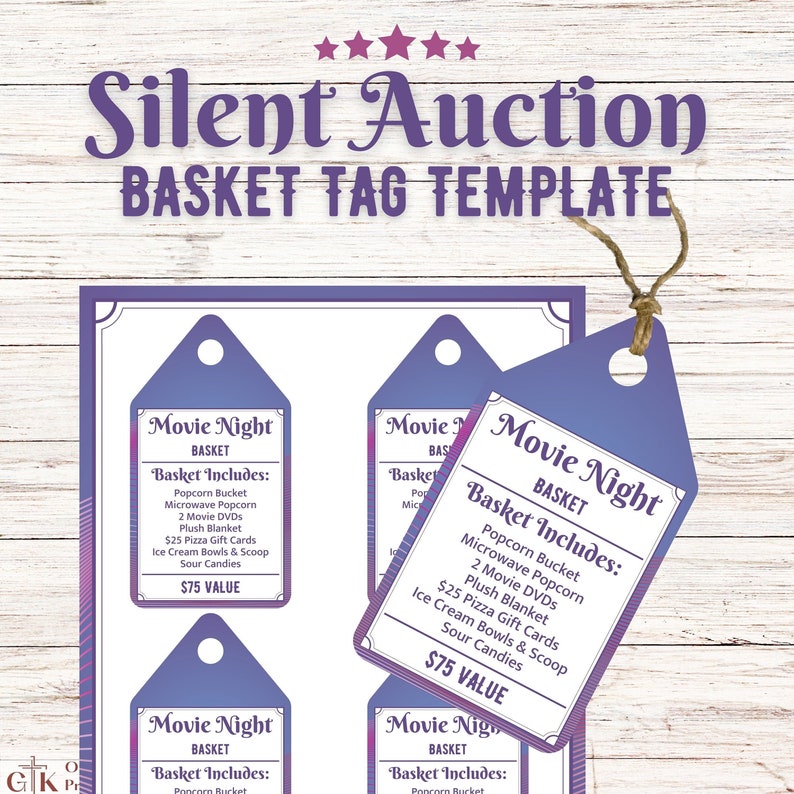 Silent Auction Basket Tags Editable | Silent Auction Sheet | Auction ...