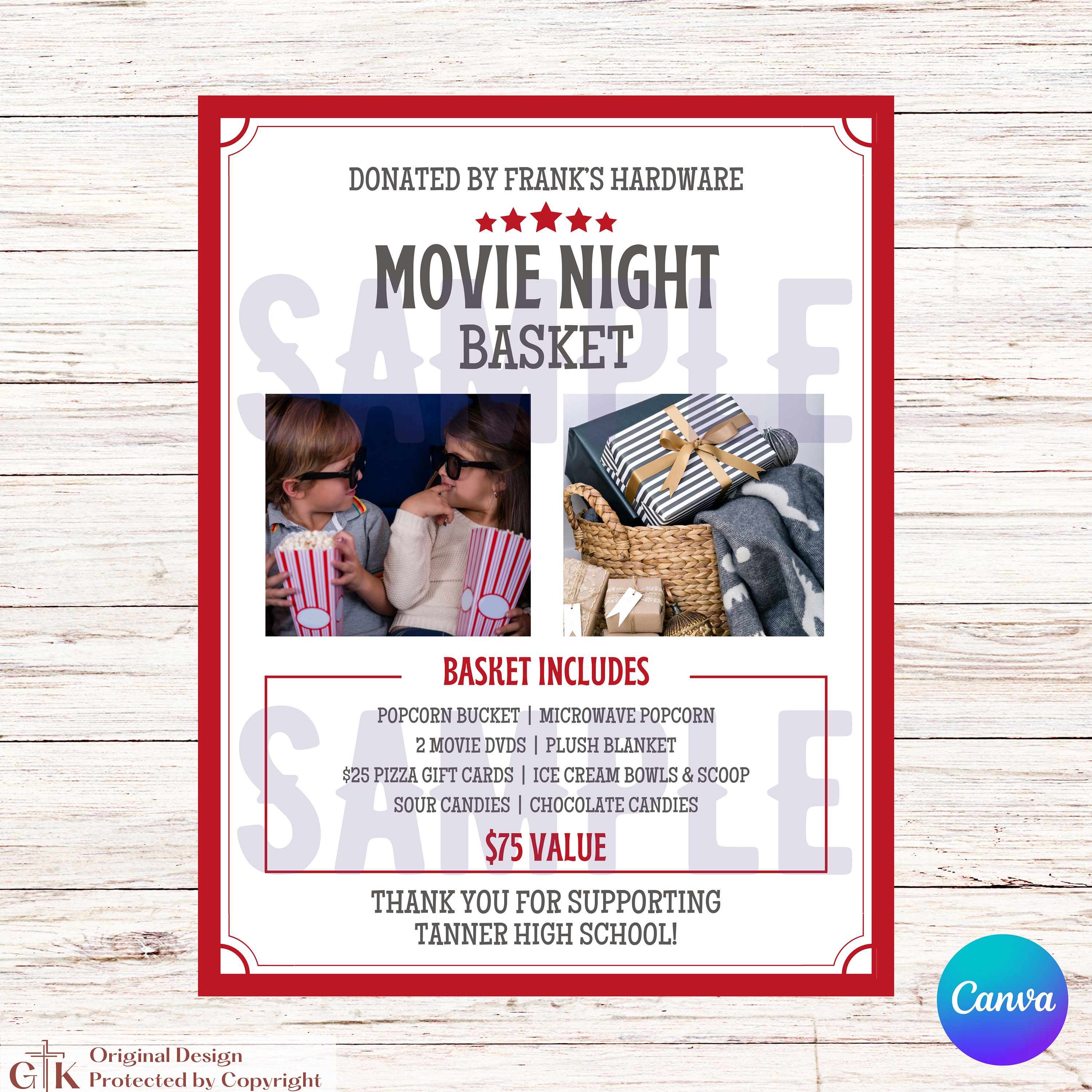 Silent Auction Item Sign Template With Photos | Auction Item Template ...