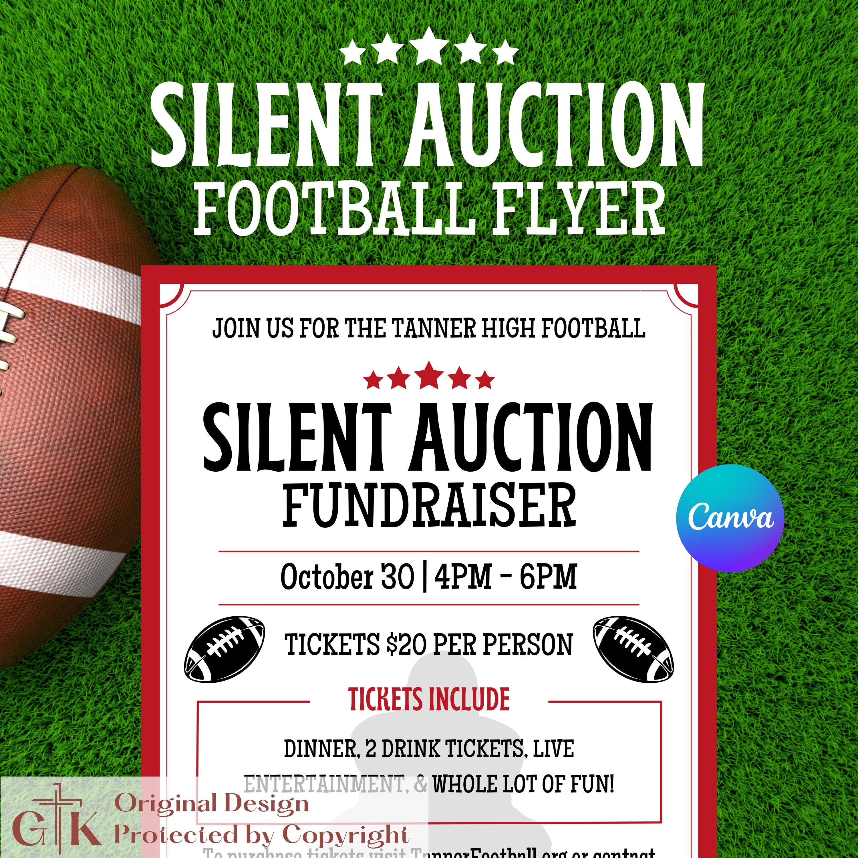 Football Silent Auction Flyer Template | Fundraiser Flyer | Silent ...