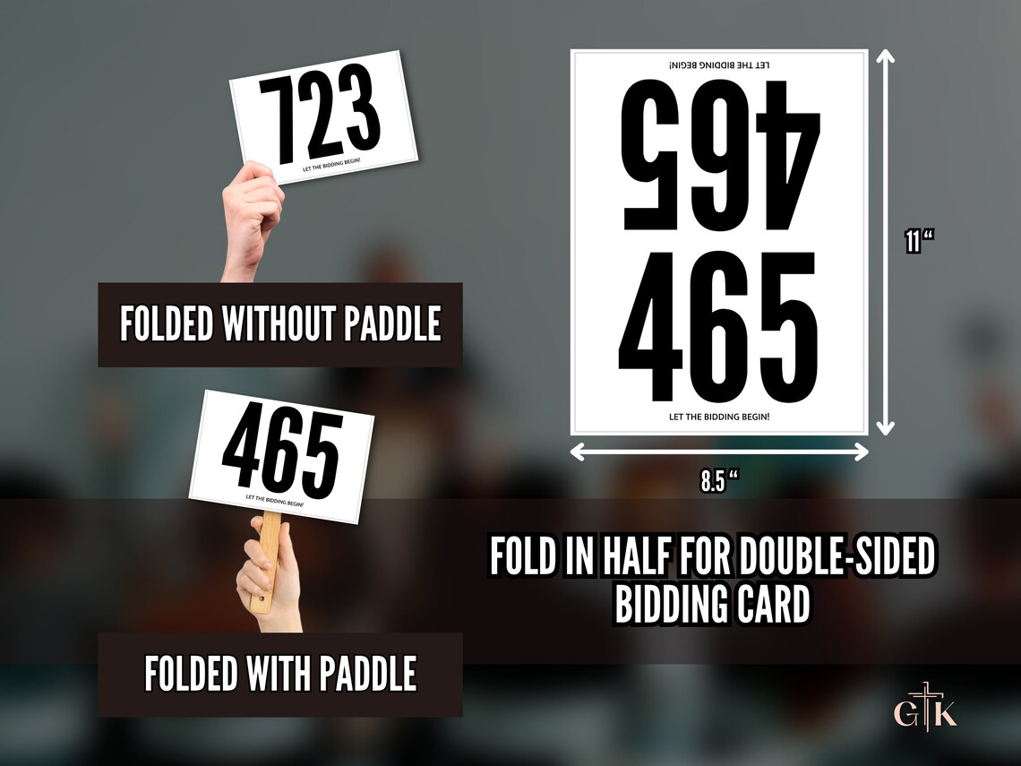 Auction Bid Cards | Auction Bid Numbers | Auction Item Sign | Auction ...