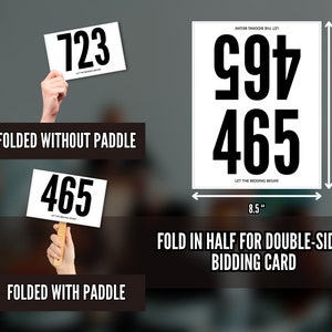 Auction Bid Cards | Auction Bid Numbers | Auction Item Sign | Auction ...