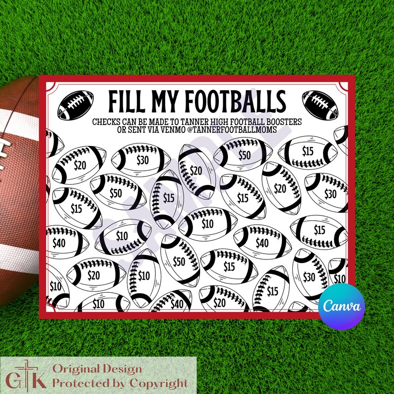 Fill My Football Fundraiser | Fill in the Football Fundraiser | Color ...