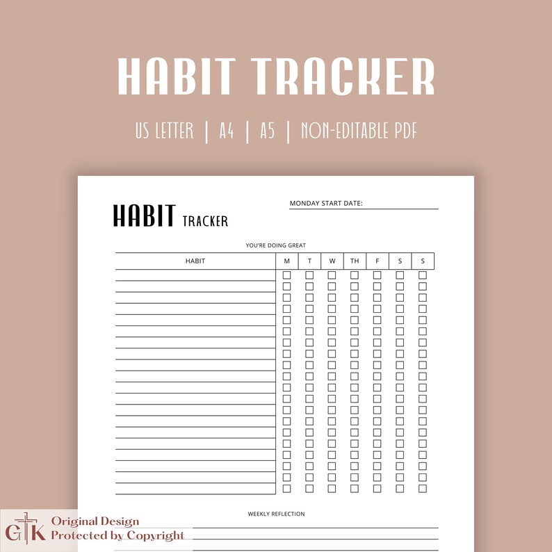 Weekly Habit Tracker Printable Healthy Habit Tracker A5 Habit Tracker ...