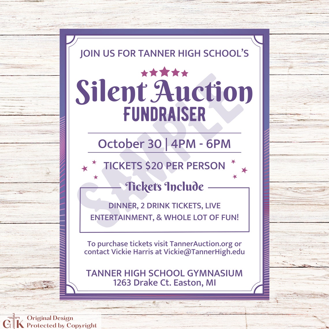 Silent Auction Flyer Template | Fundraiser Flyer | Silent Auction Sheet ...