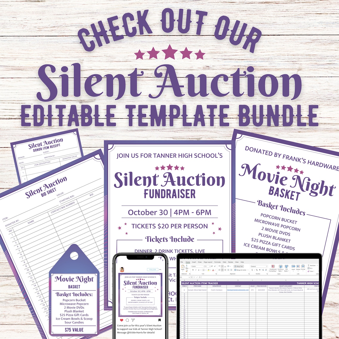 Silent Auction Flyer Template Fundraiser Flyer Silent Auction Sheet ...