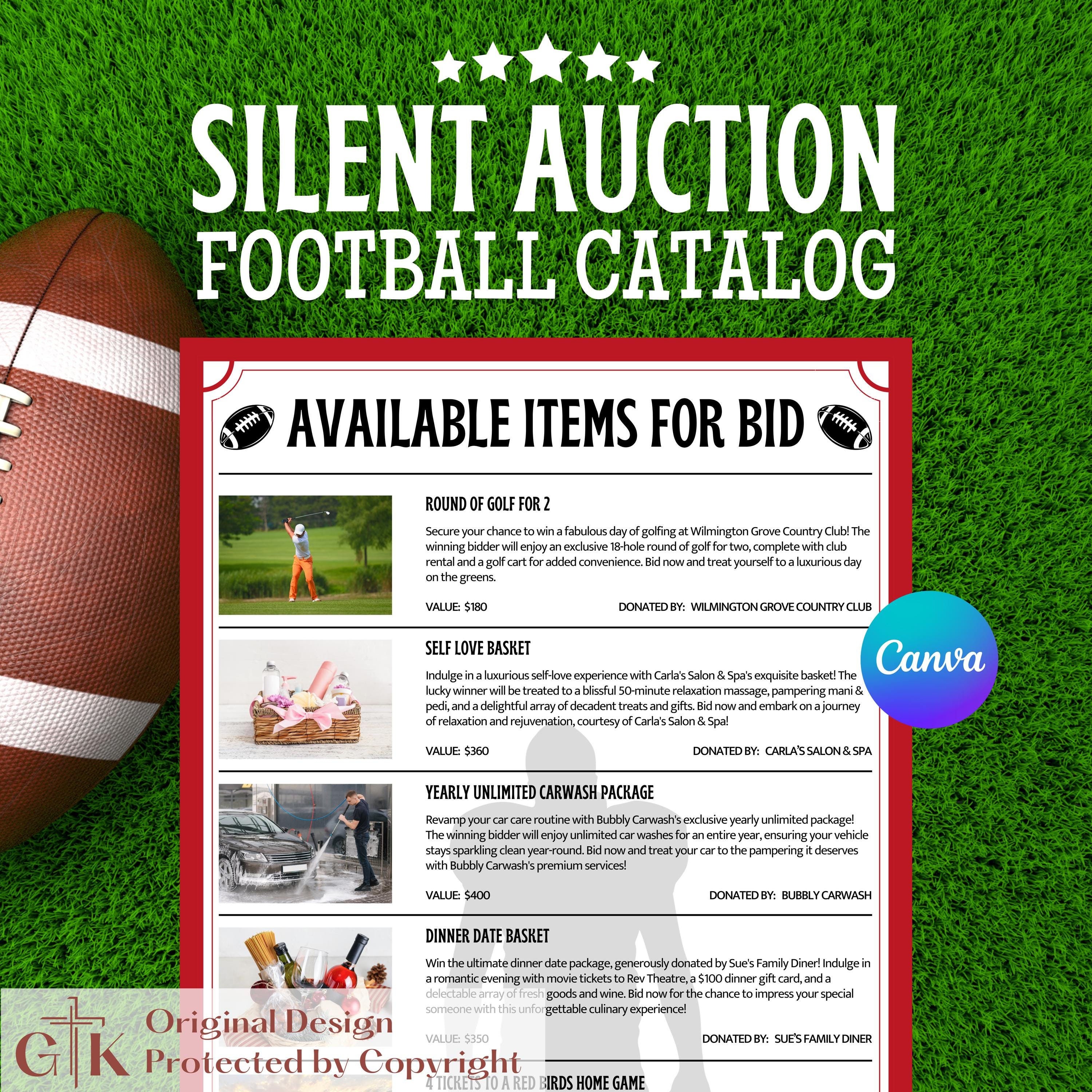 Football Auction Catalog Template | Auction Item Template Catalog ...
