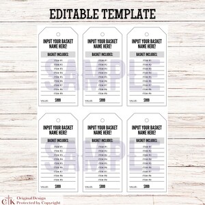 Auction Basket Tags | Auction Item Template | Silent Auction Supplies ...