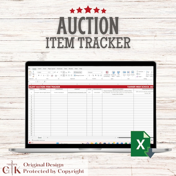 Silent Auction Tracking Template Auction Tracking Sheet | Charity