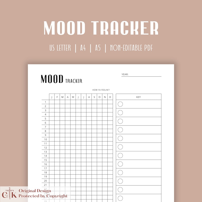 Mood Tracker Printable | Emotion Tracker | Mood Tracker Journal | Bipolar Mood Tracker | Healthy ...
