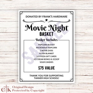 Silent Auction Item Sign Template | Auction Item Template | Silent ...