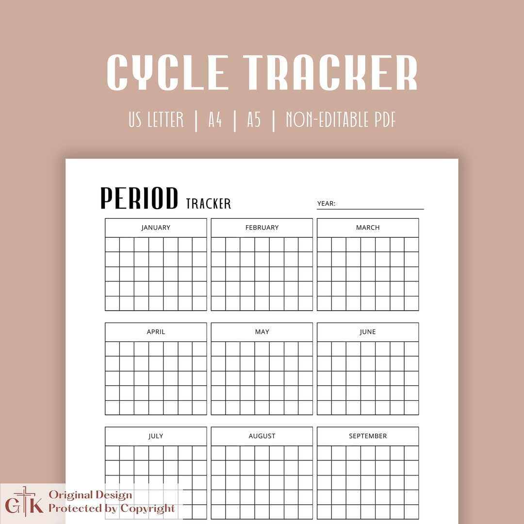 Zyklus Tracker Printable | Zyklus-Tracker Kalender | Periodentracker ...