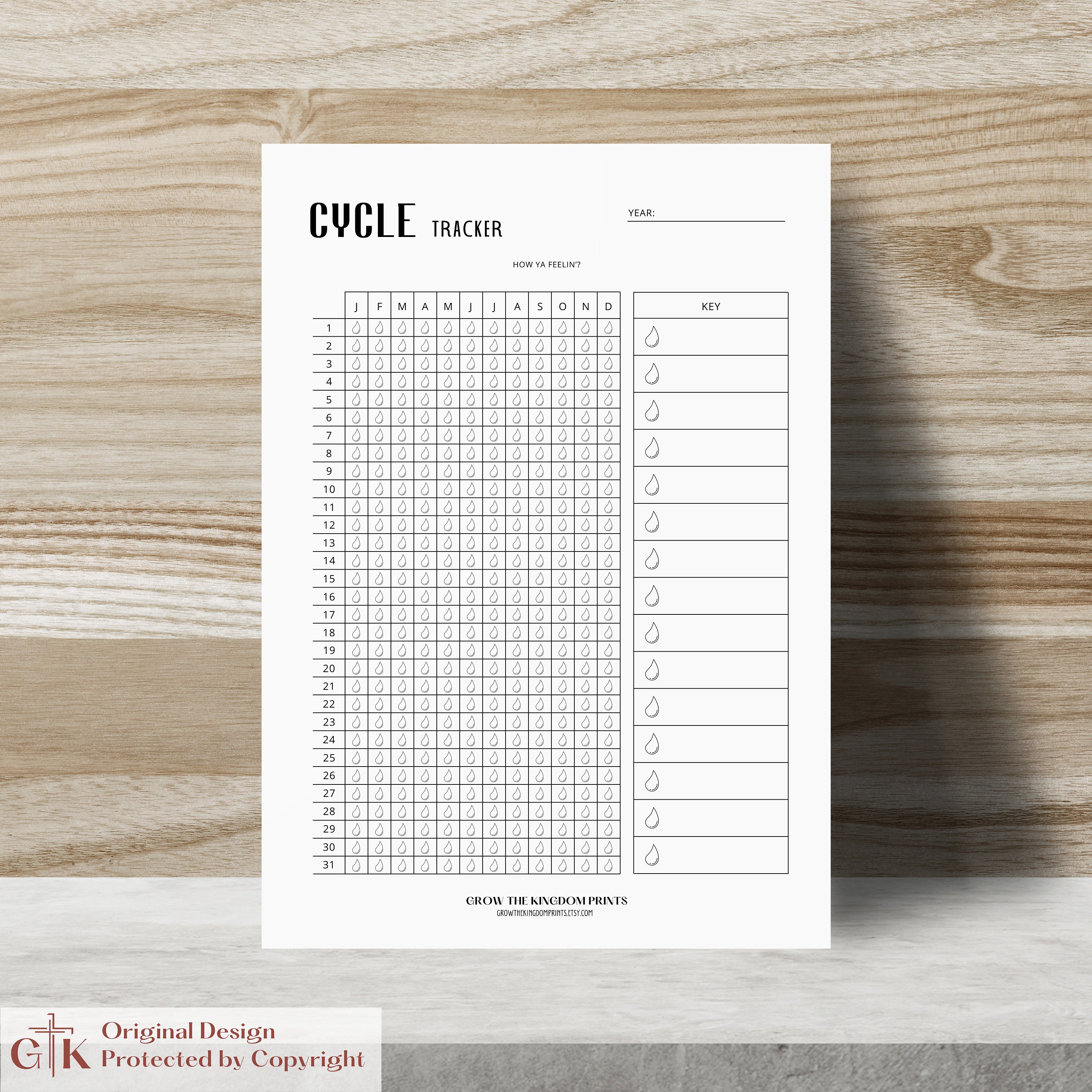 Cycle Tracker Printable Cycle Tracker Calendar Period Tracker Printable ...