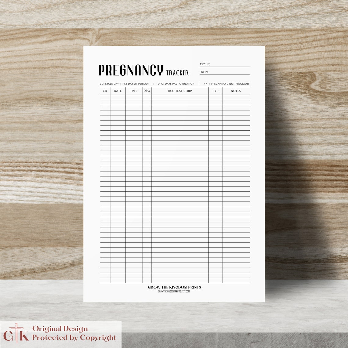 Printable Pregnancy Test Tracker | TTC Journal | Pregnancy Tracker ...