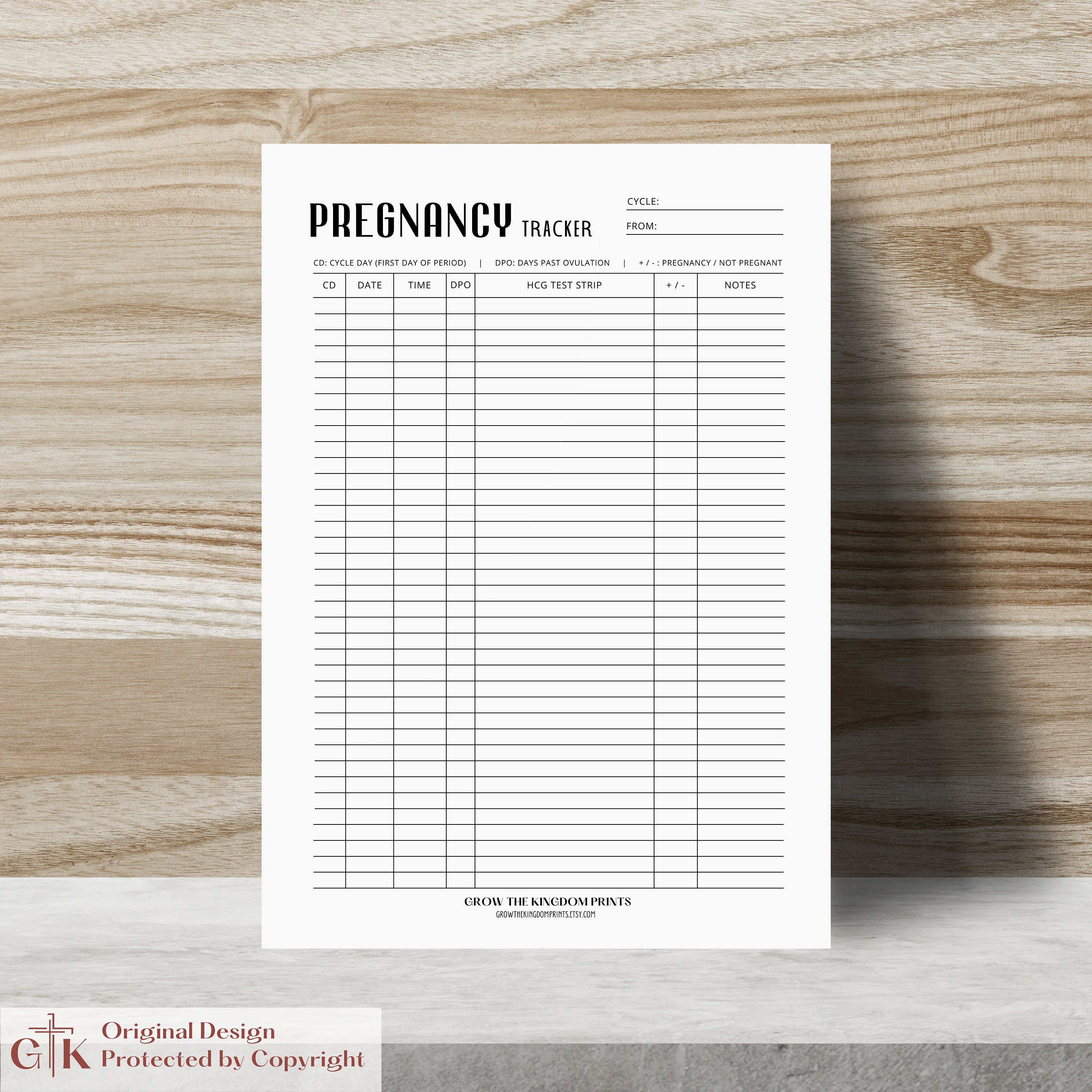 Printable Pregnancy Test Tracker TTC Journal Pregnancy Tracker TTC ...