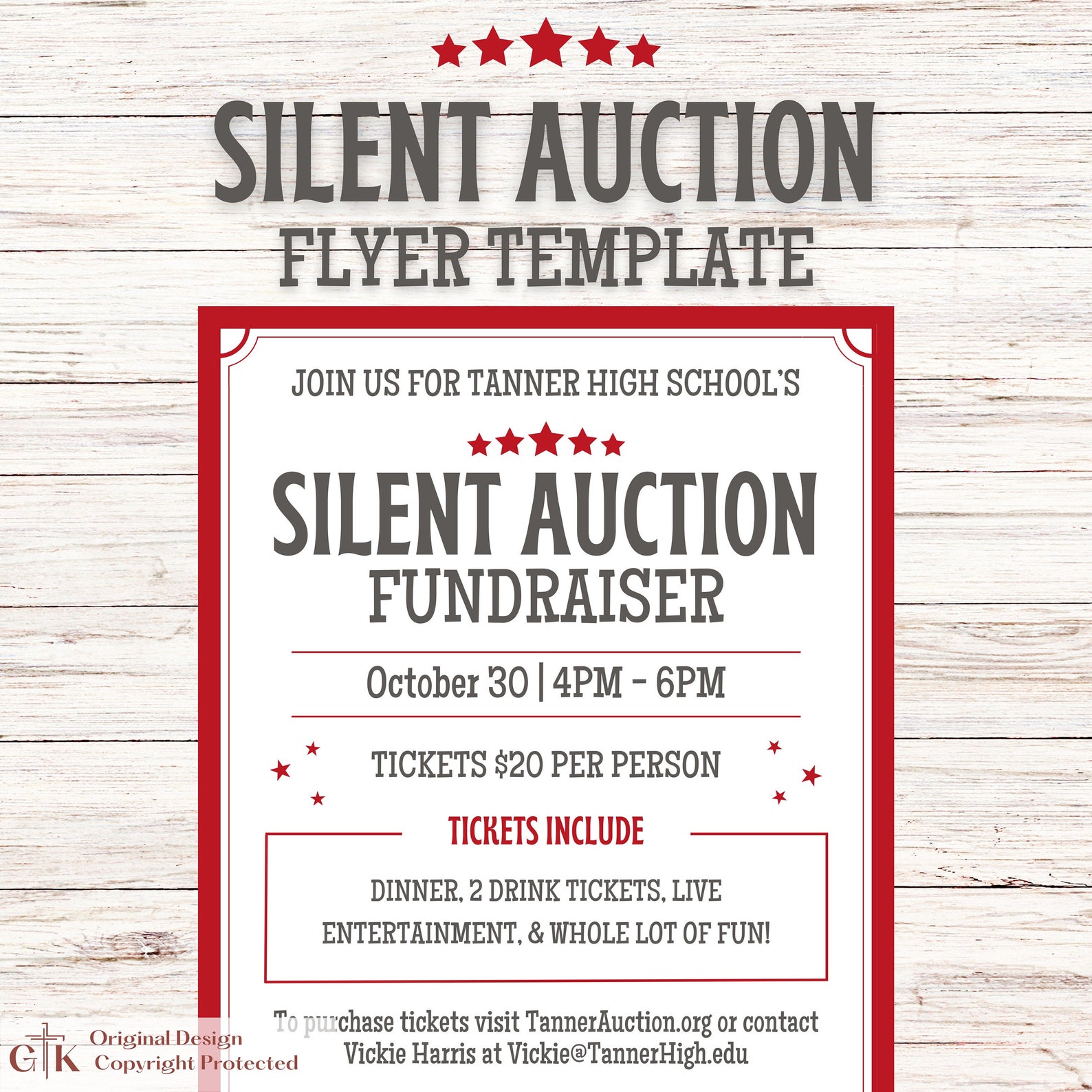 Silent Auction Flyer Template | Fundraiser Flyer | Silent Auction Sheet ...