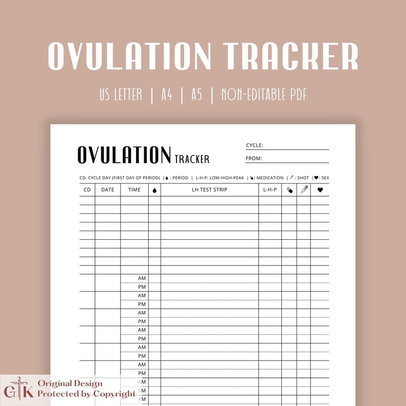 Ovulation Tracker Printable Ovulation Strip Tracker Ovulation Journal ...