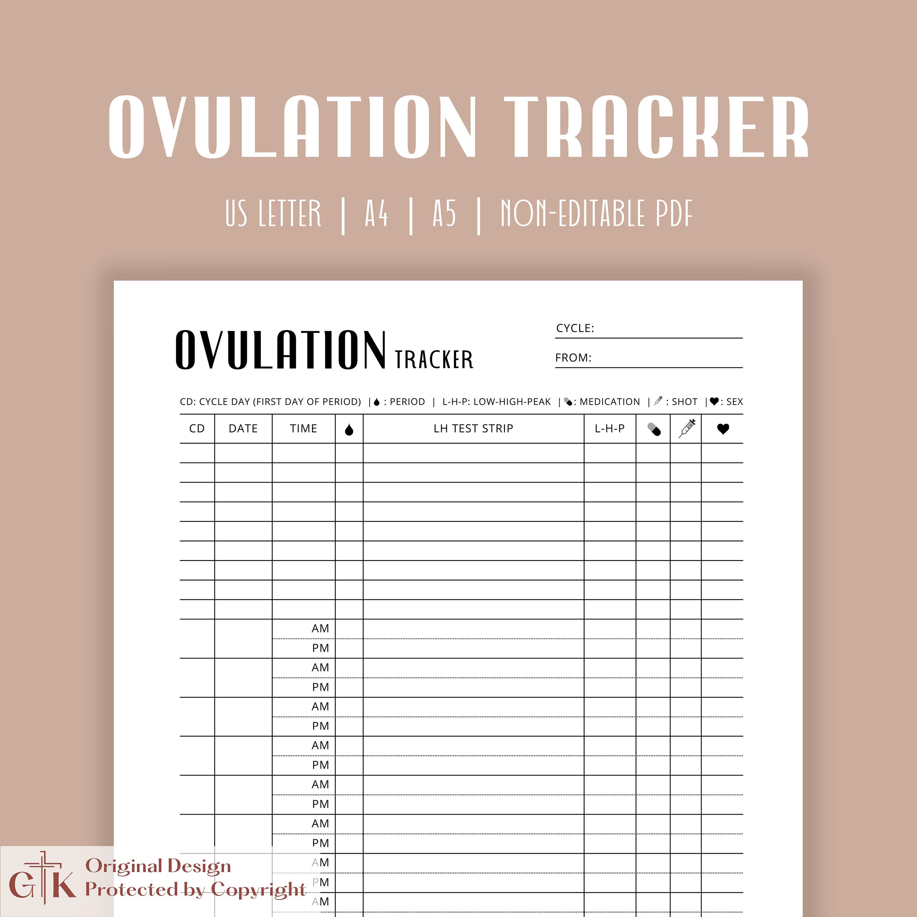 Ovulation Tracker Printable Ovulation Strip Tracker Ovulation Journal ...