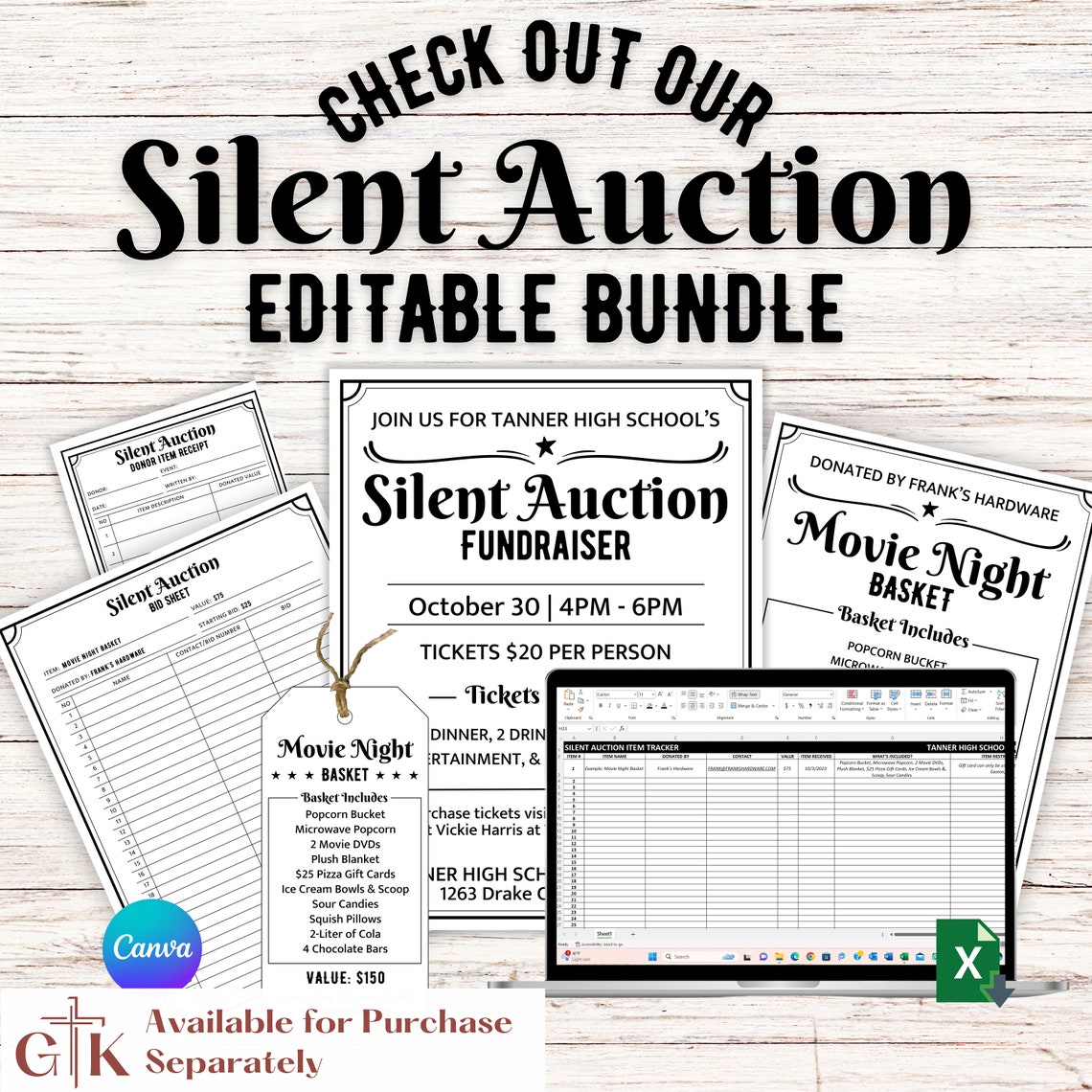 Silent Auction Item Sign Template Auction Item Template Silent Auction ...