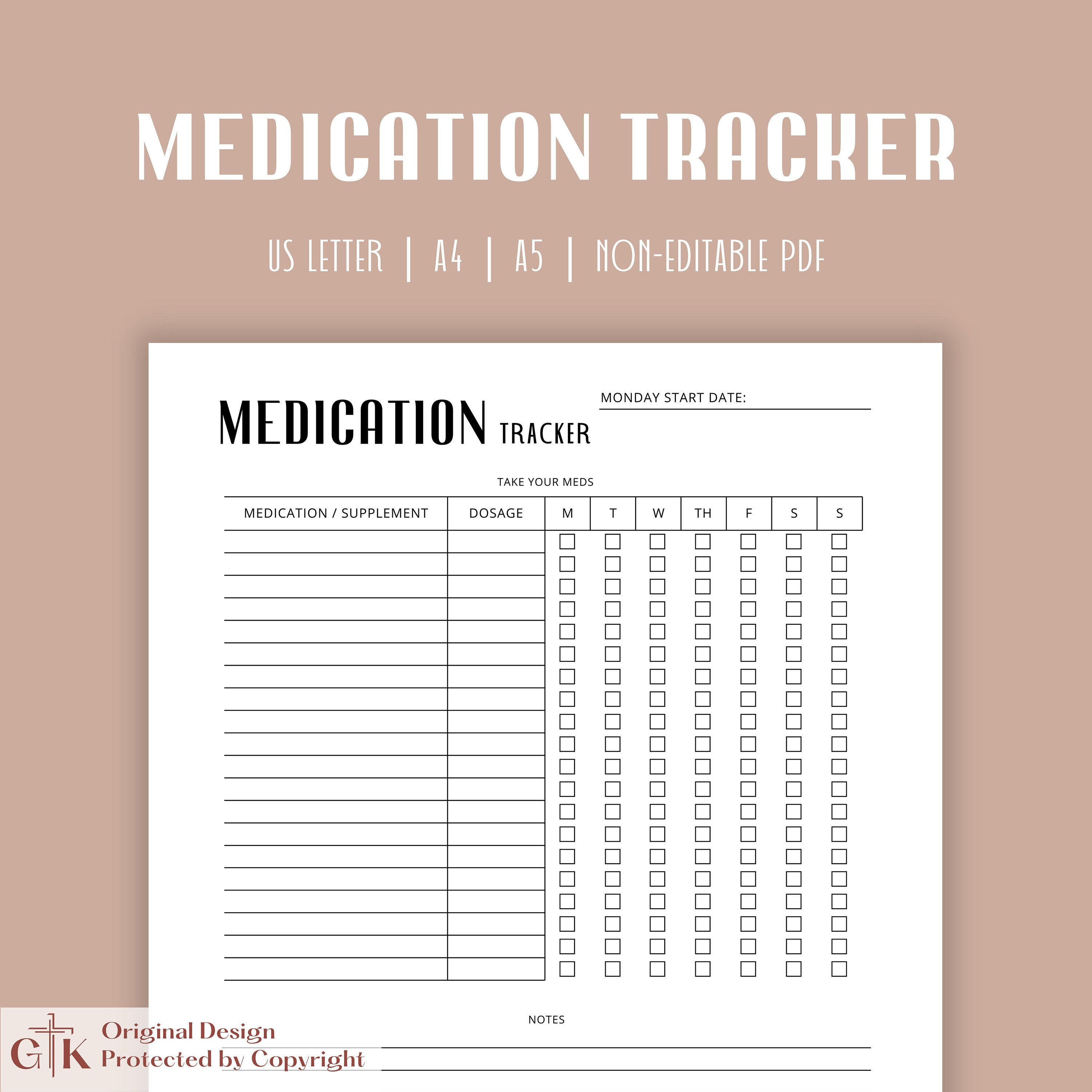 Medication Tracker Prints | Medication Chart Printable | Medication ...
