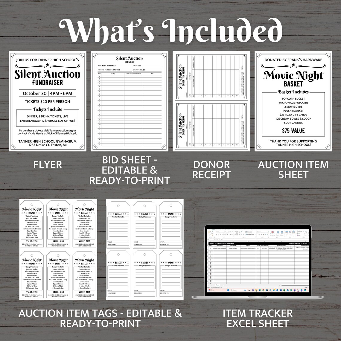 Silent Auction Editable Forms | Silent Auction Bid Sheet | Auction ...