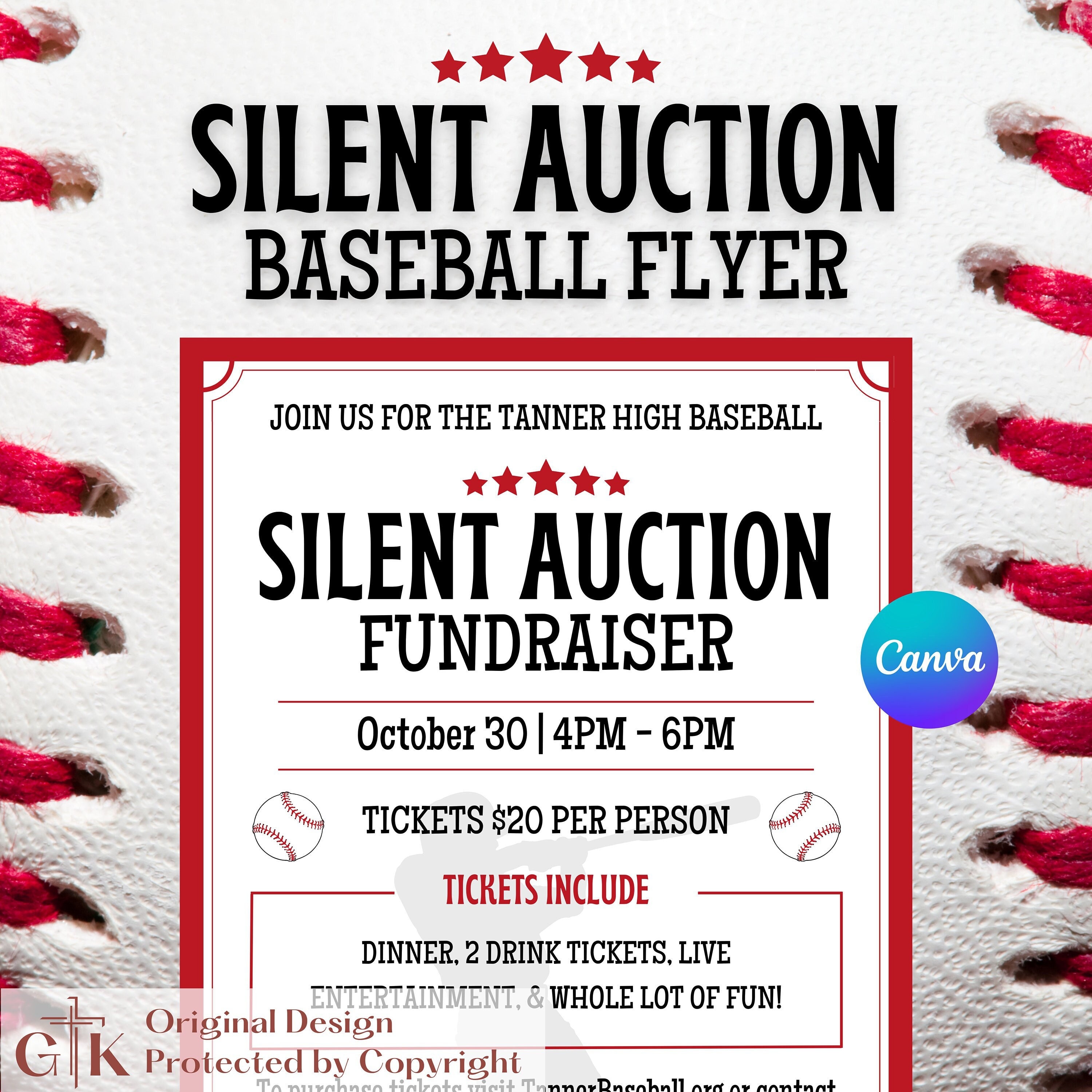 Baseball Silent Auction Flyer Template | Fundraiser Flyer | Silent ...
