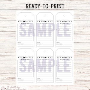 Silent Auction Basket Tags Editable | Silent Auction Sheet | Auction ...