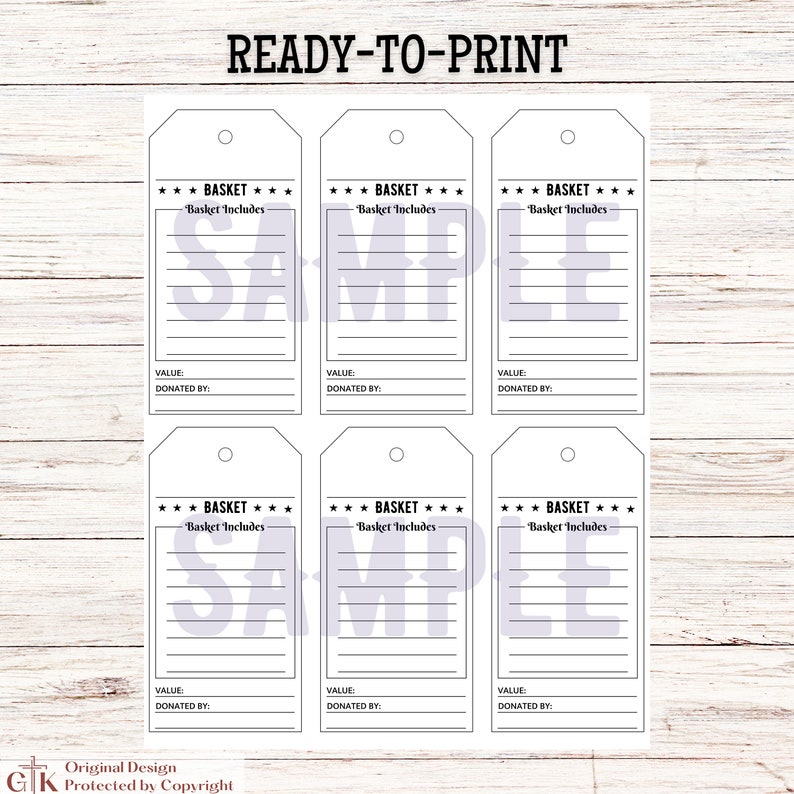 Silent Auction Basket Tags Editable | Silent Auction Sheet | Auction ...