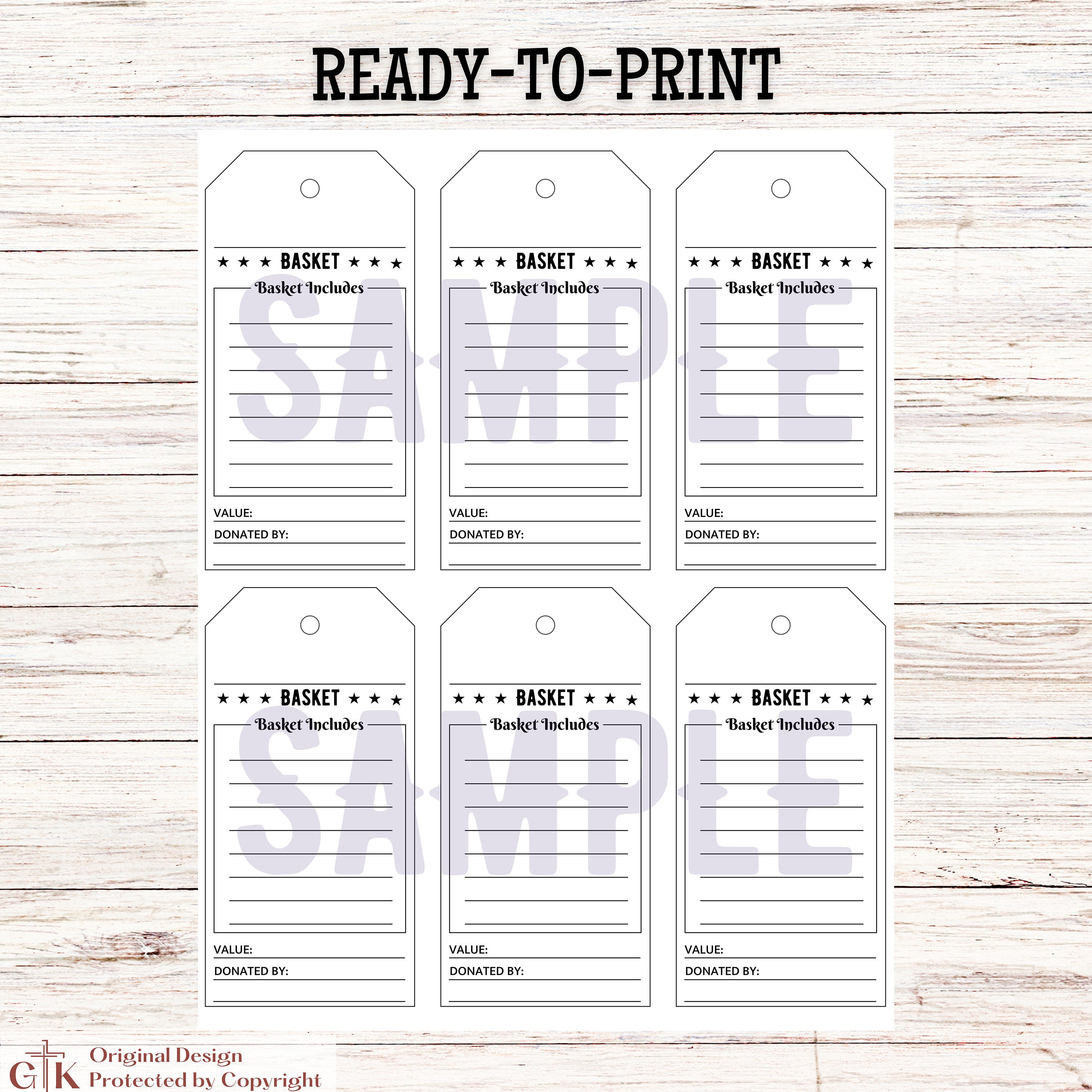 Silent Auction Basket Tags Editable | Silent Auction Sheet | Auction ...