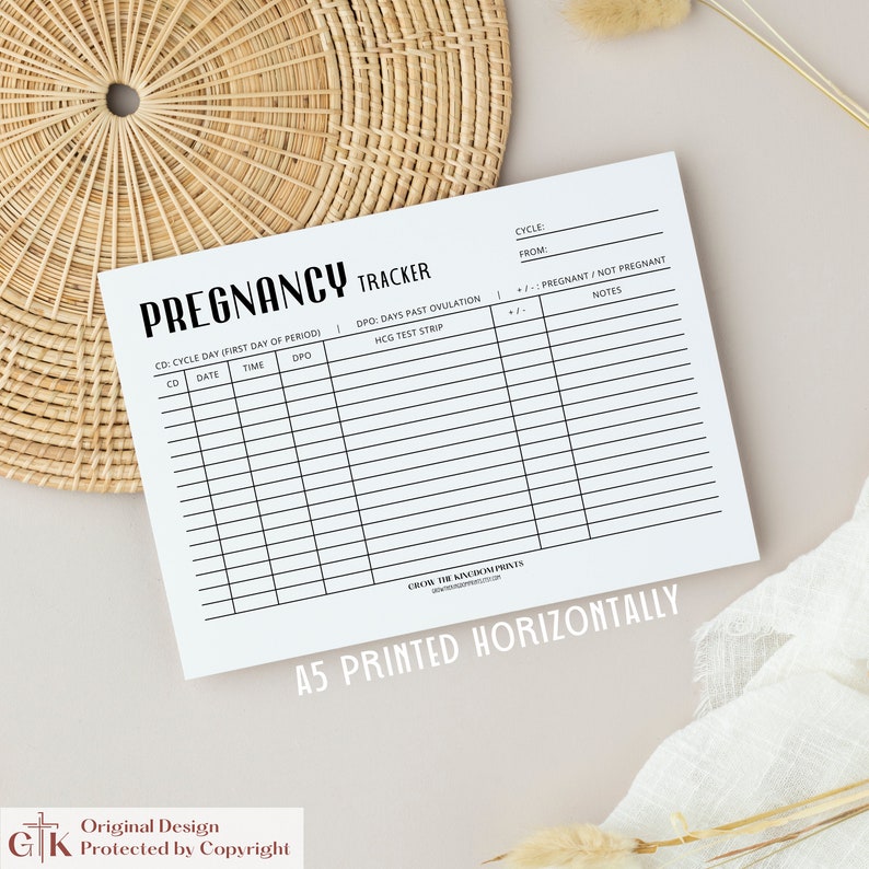 Printable Pregnancy Test Tracker TTC Journal Pregnancy Tracker TTC ...