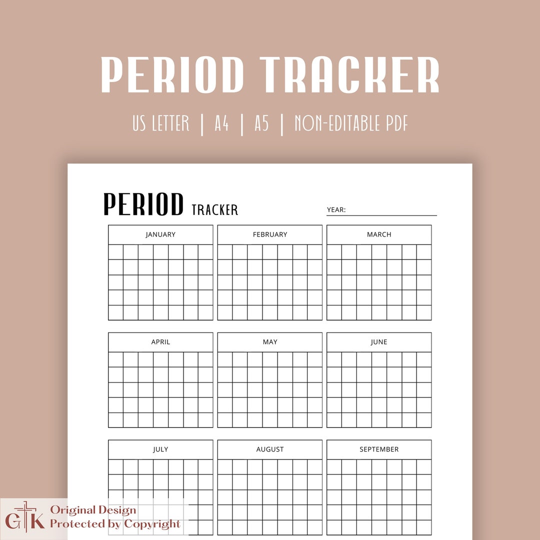 Period Tracker Printable Cycle Tracker Printable Cycle Tracker Calendar ...